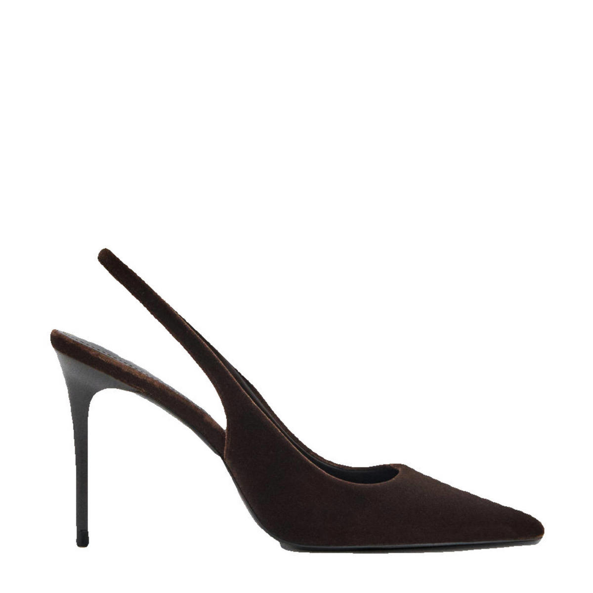 Mango fluwelen slingback pumps donkerbruin | wehkamp