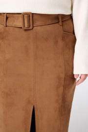 MS Mode suede midi rok cognac | wehkamp