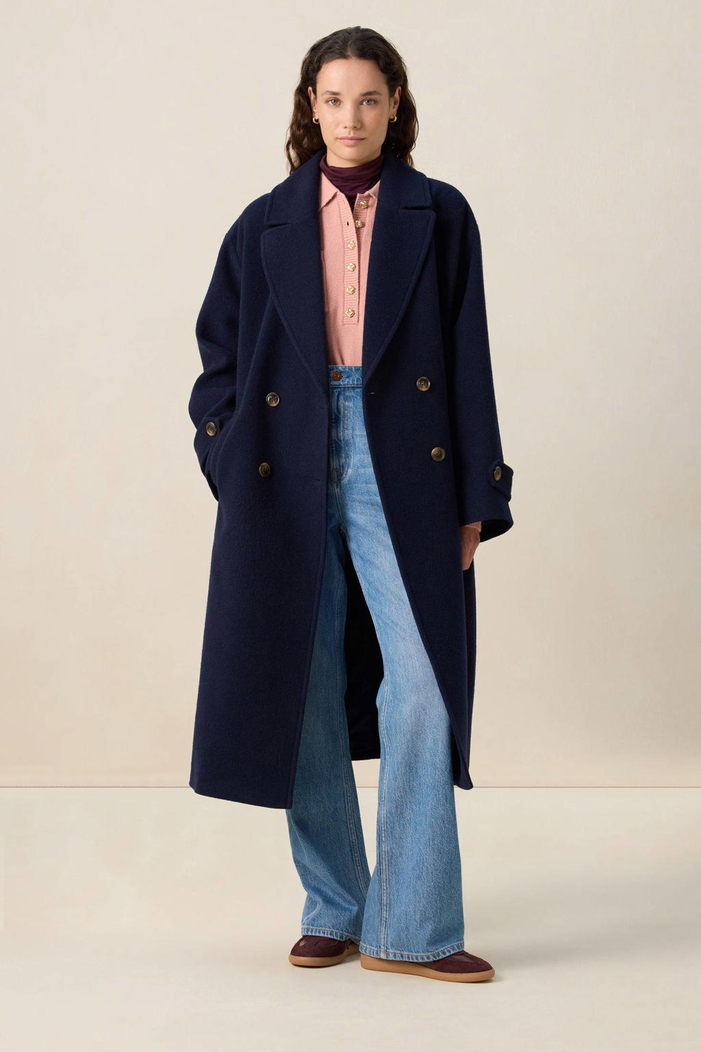 Sissy-Boy wollen manteljas donkerblauw | wehkamp