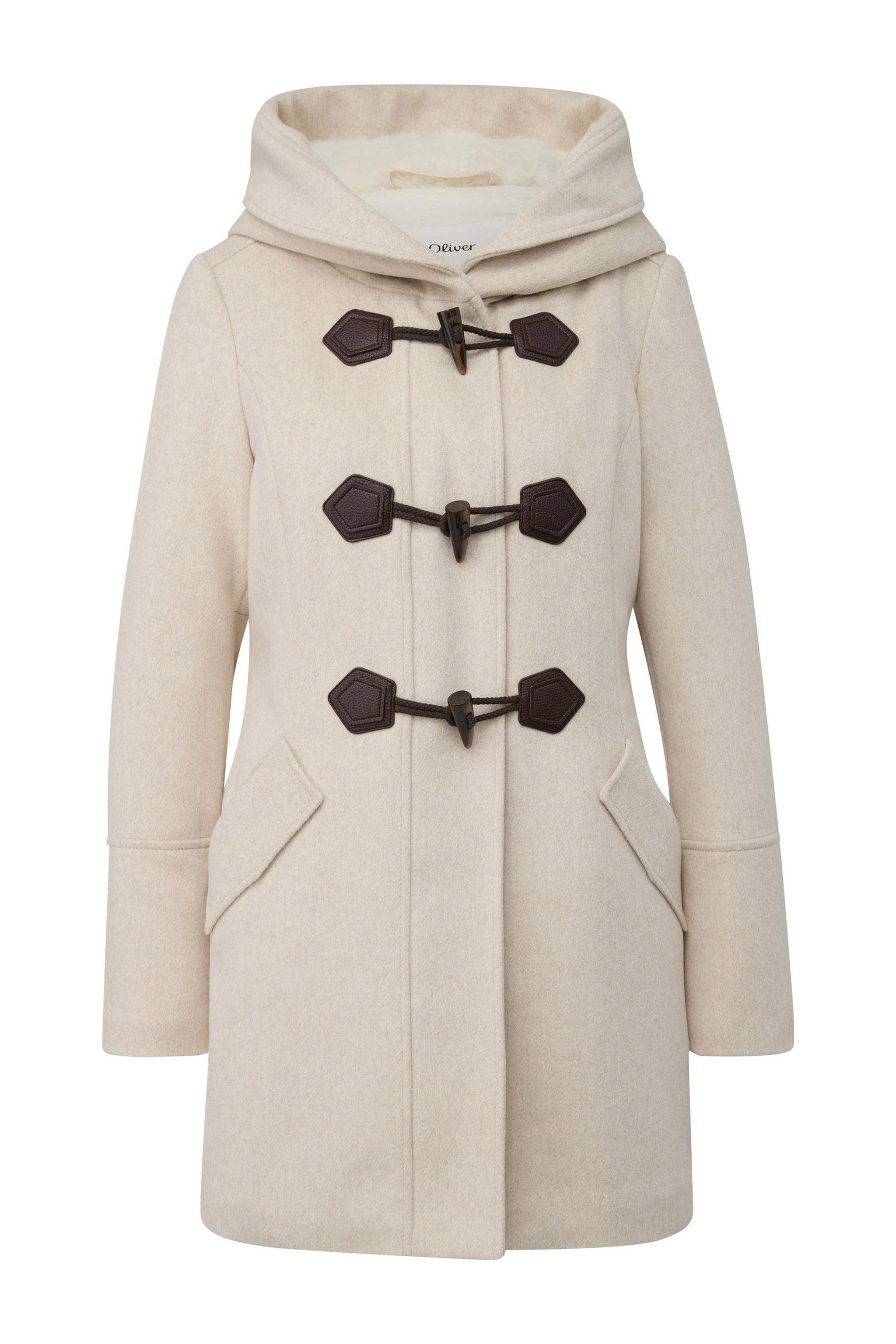 s.Oliver wollen manteljas ecru | wehkamp