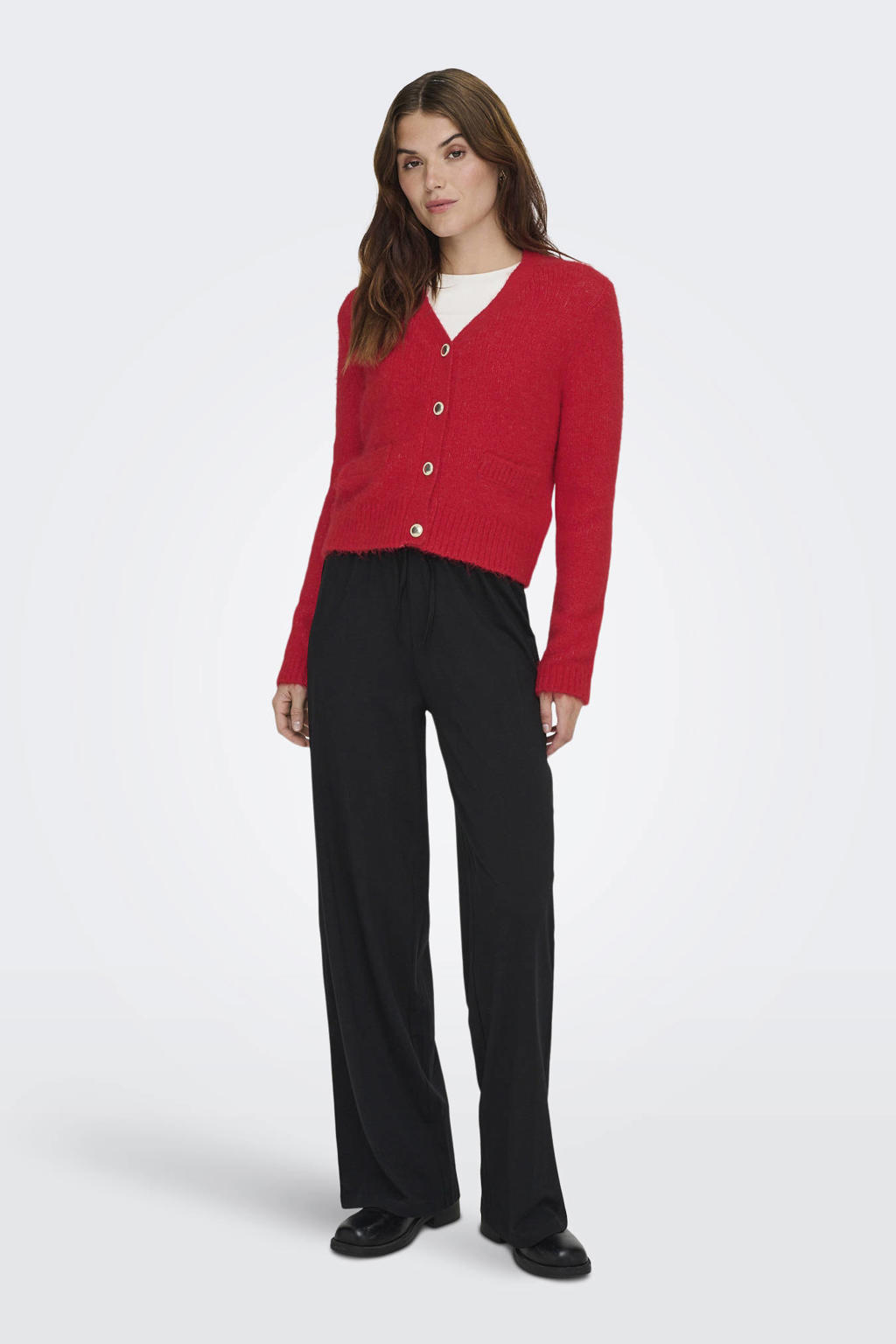 ONLY vest met wol rood gebreid | wehkamp