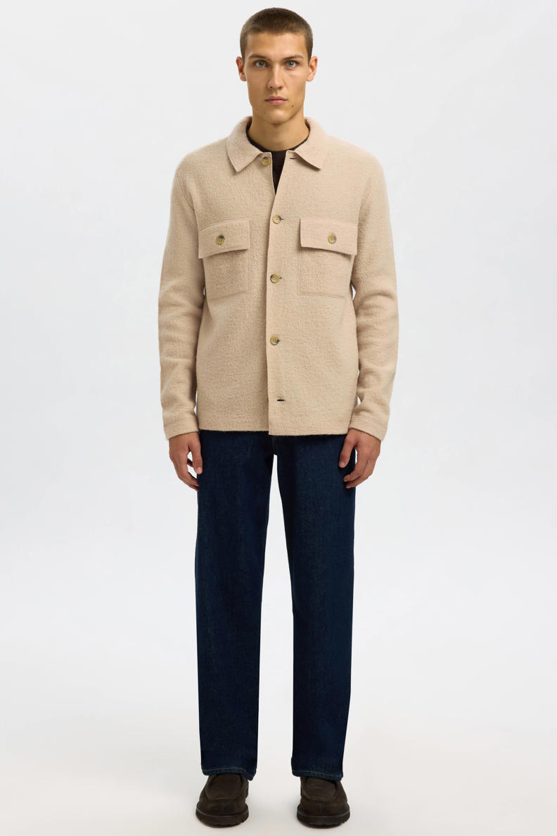 SELECTED HOMME wollen overshirt beige | wehkamp