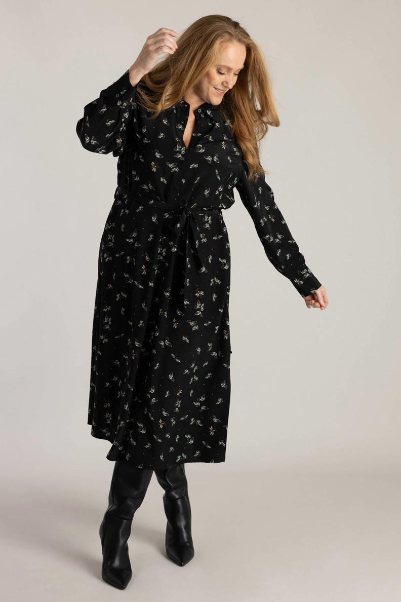 Yest Curve gebloemde blousejurk zwart | wehkamp