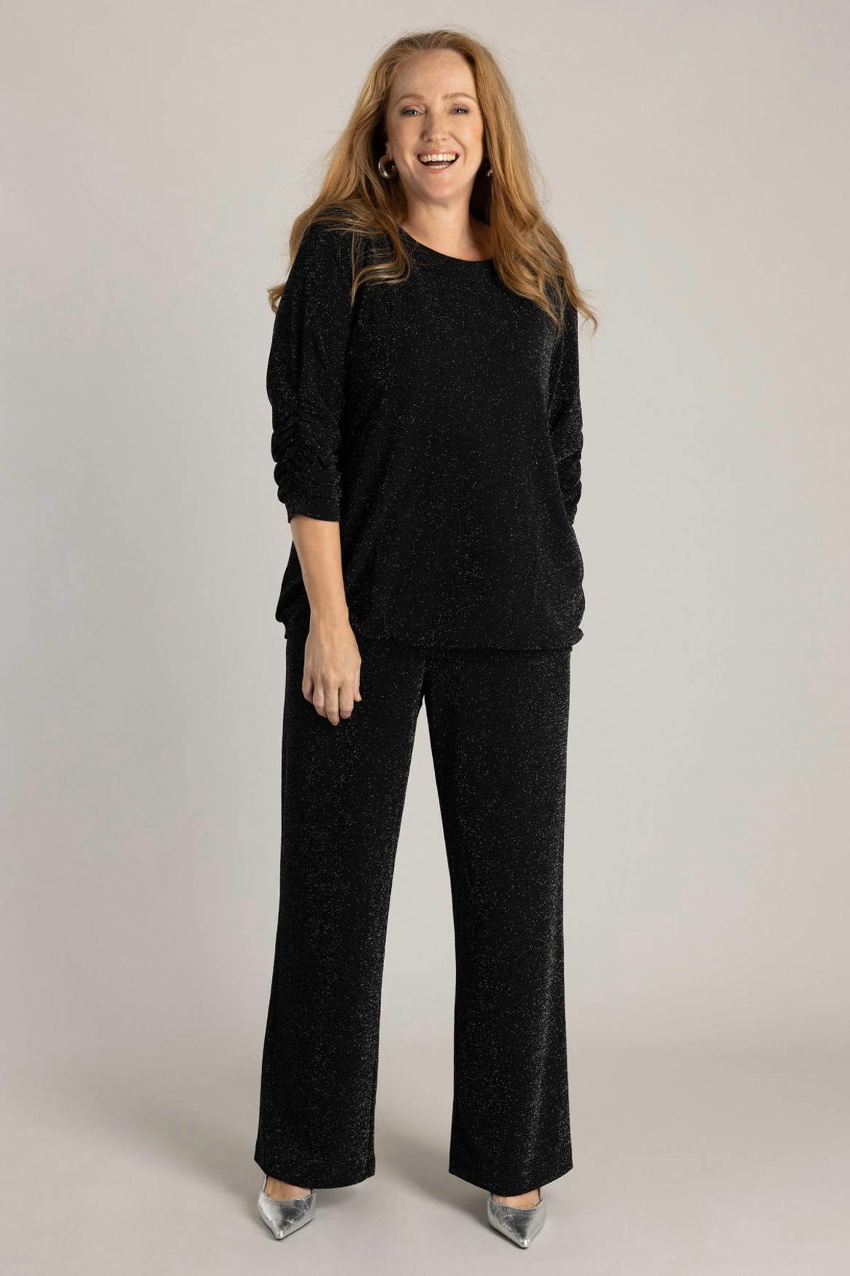 Yest Curve top zwart met glitter | wehkamp