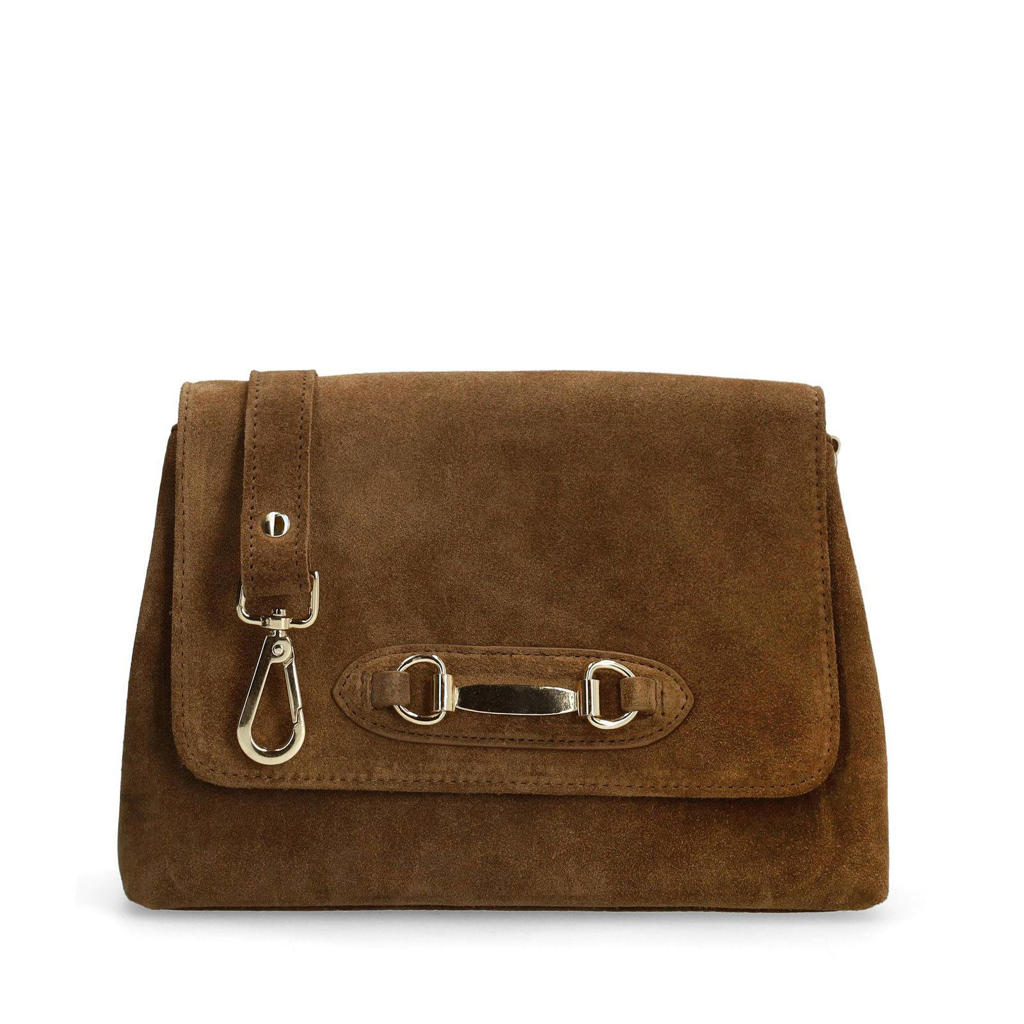 Manfield suède crossbody tas bruin | wehkamp