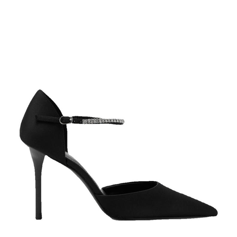 Mango fluwelen pumps met strass zwart | wehkamp