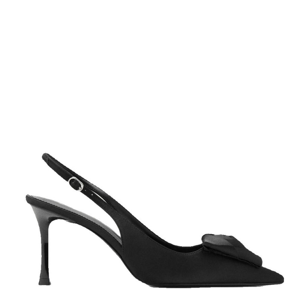 Mango satijnen slingback pumps zwart | wehkamp