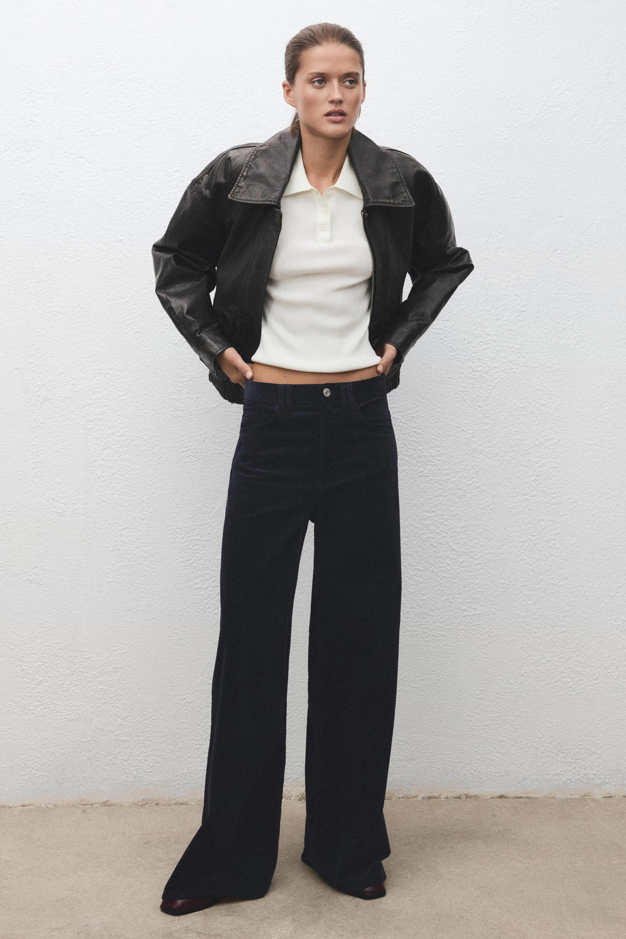 Mango high waist wide leg jeans marineblauw | wehkamp