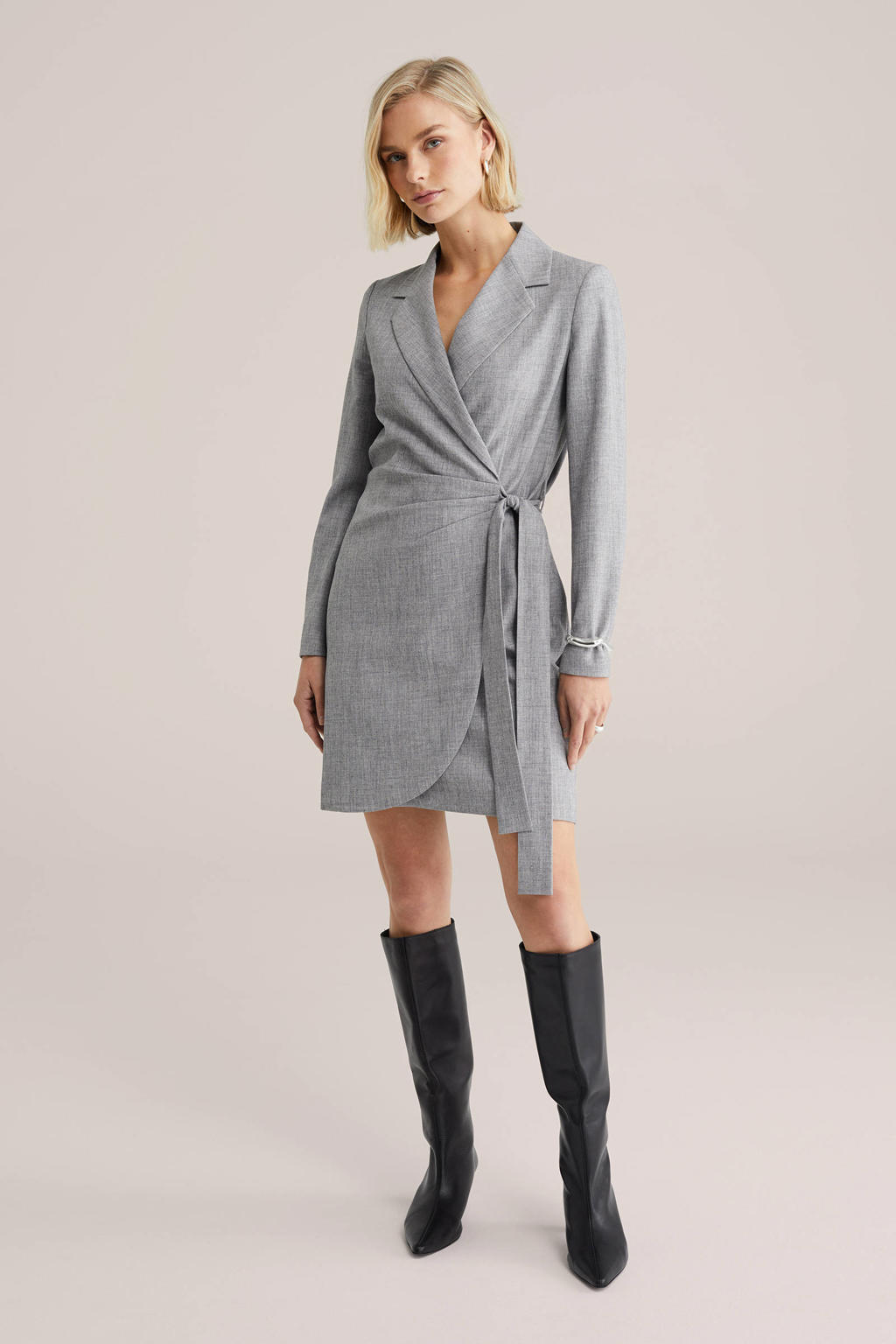 WE Fashion wikkel-/overslagjurk grijs | wehkamp