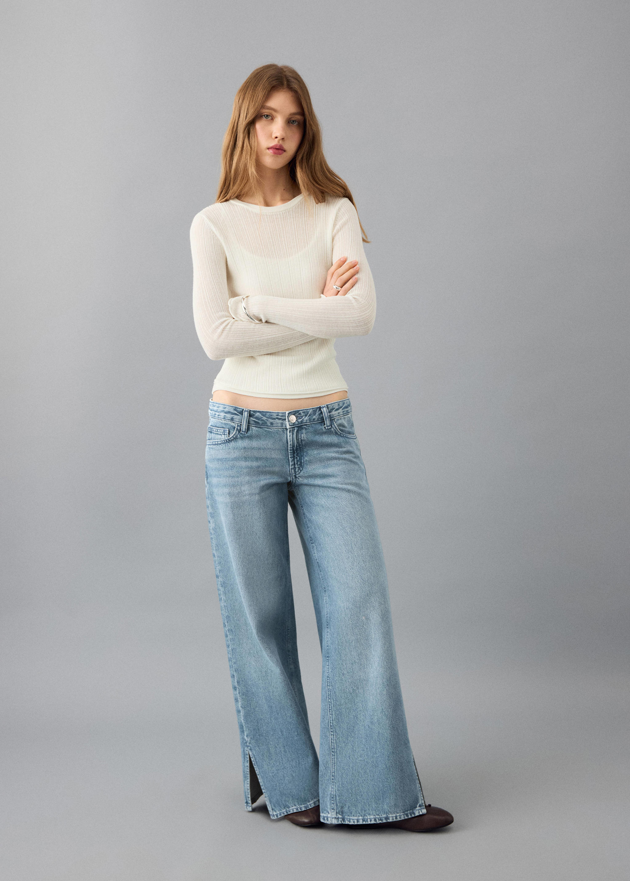 MANGO TEEN low waist wide leg jeans medium blue denim | wehkamp