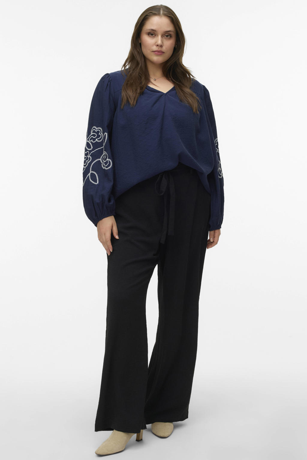 VERO MODA CURVE top blauw broderie | wehkamp