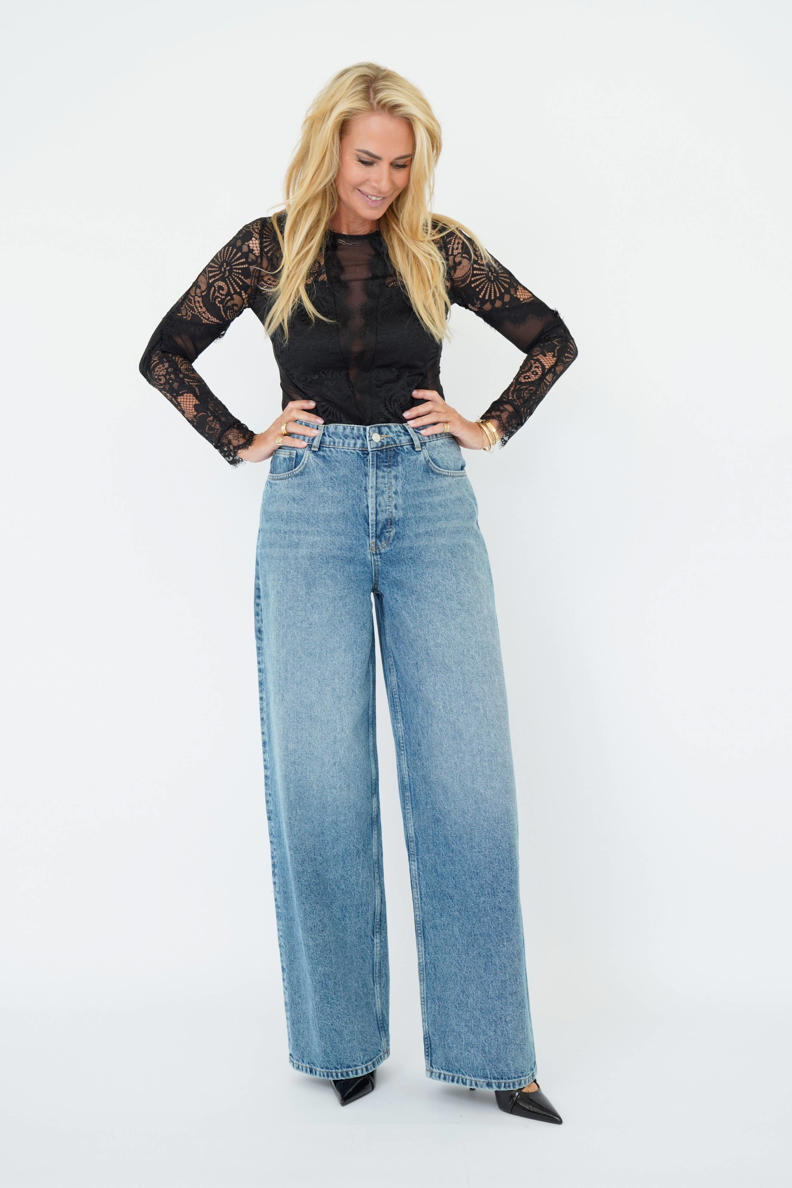 Est'seven X Ellemieke kanten body zwart | wehkamp