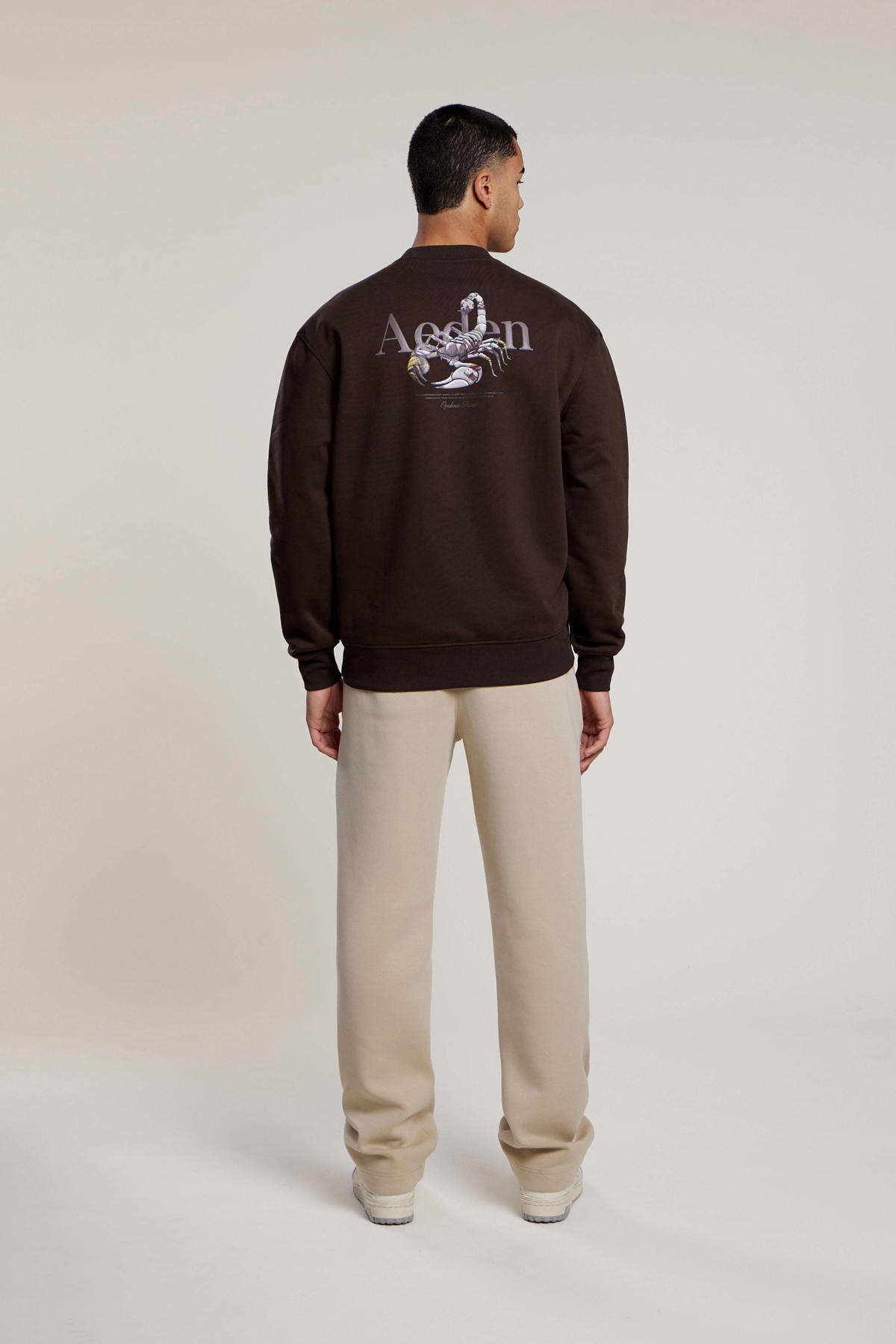 Aeden sweater met backprint donkerbruin | wehkamp
