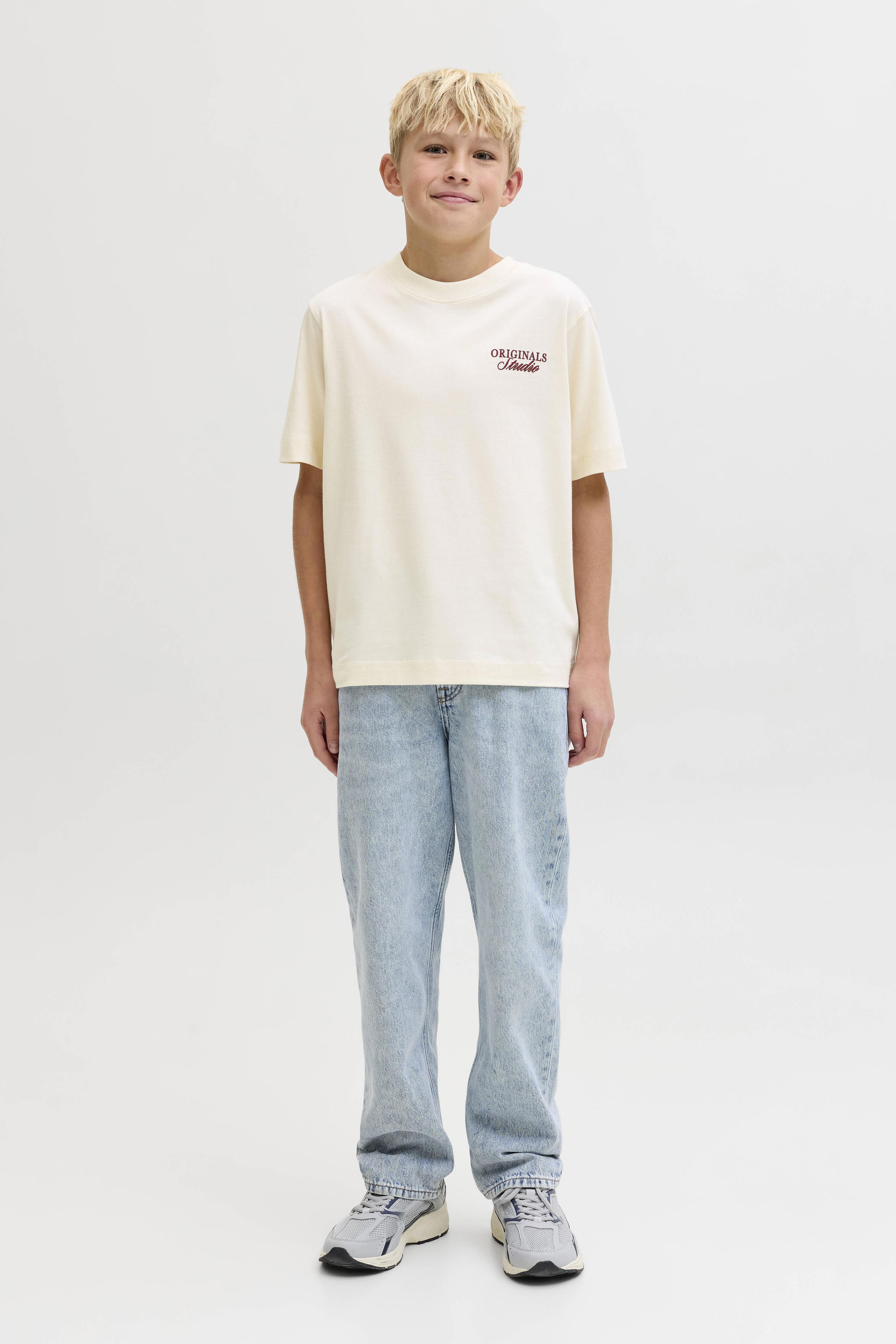 JACK & JONES JUNIOR T-shirt met backprint ecru | wehkamp
