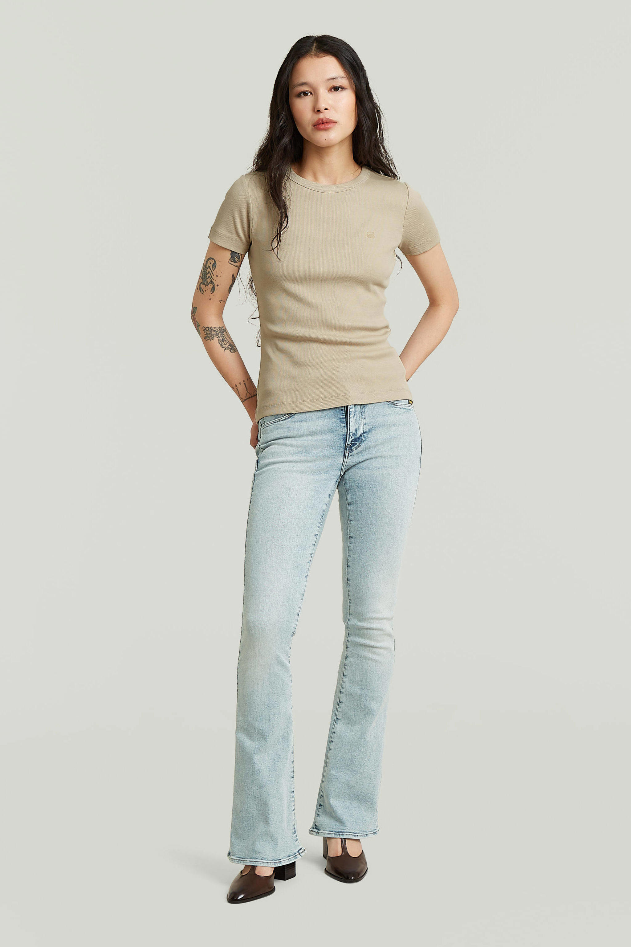 G-STAR flared jeans lichtblauw | wehkamp