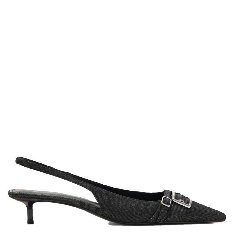 Mango denim slingback pumps donkerblauw | wehkamp