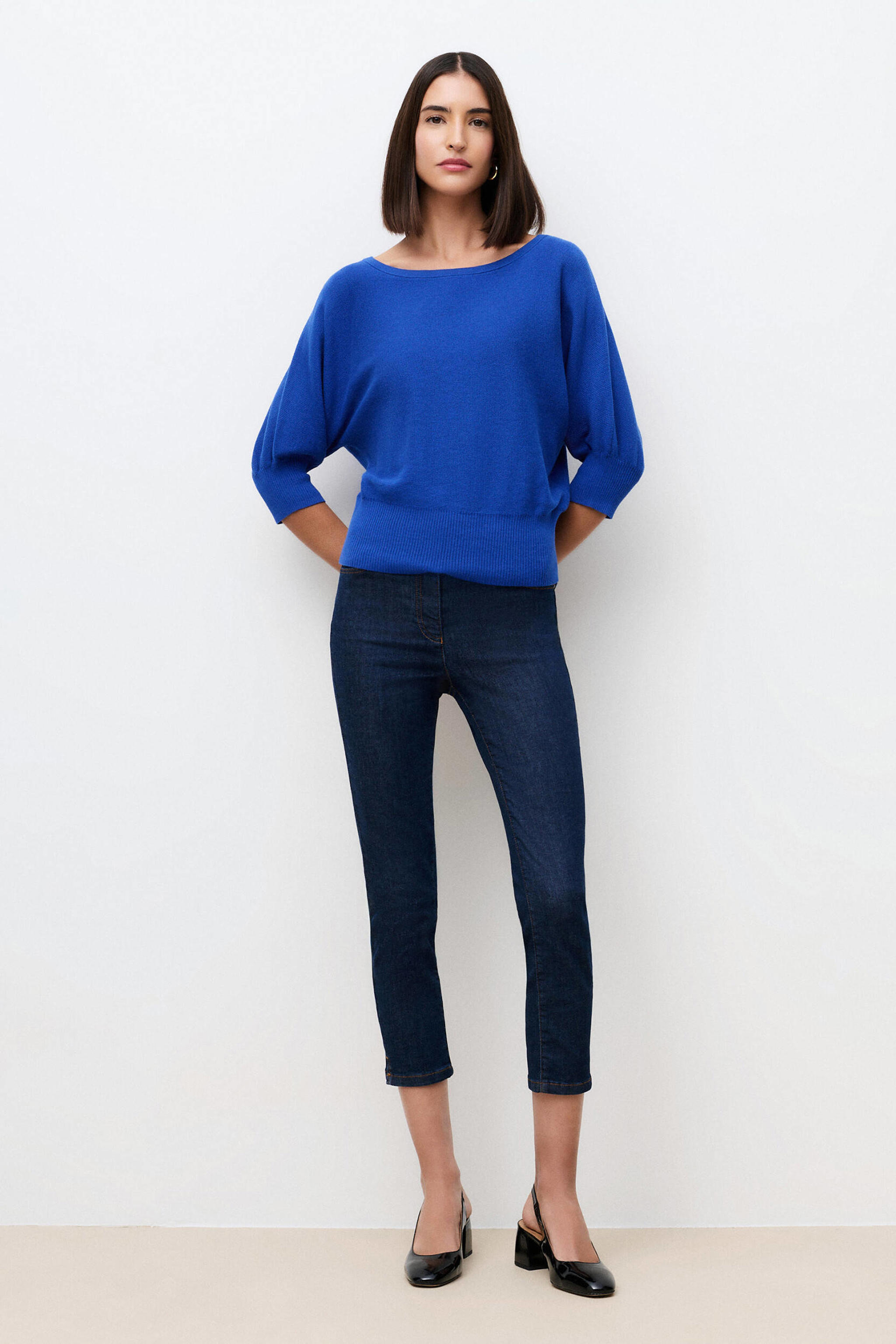 Caroll top blauw fijn gebreid | wehkamp