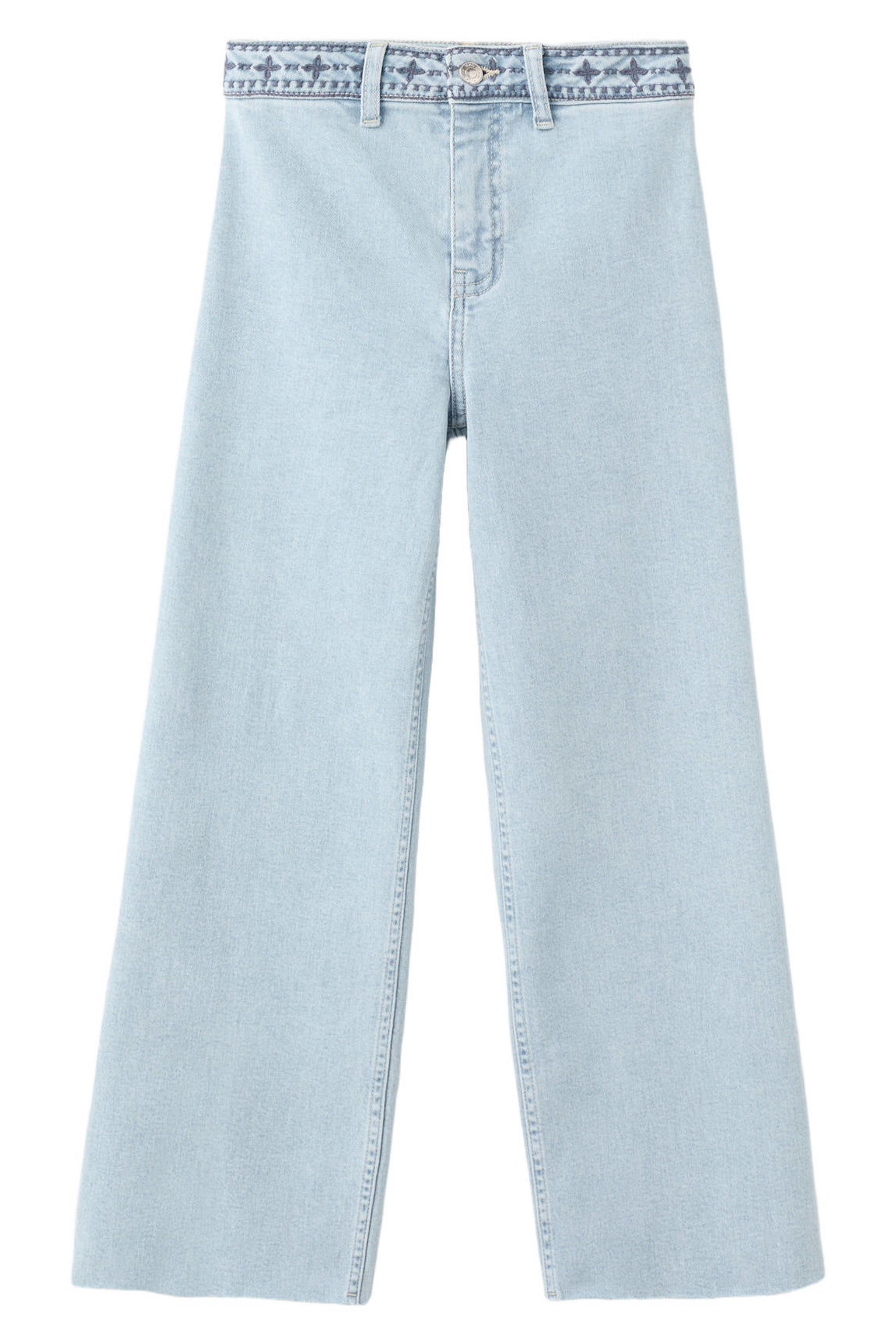 Mango Kids high waist wide leg jeans light blue denim | wehkamp