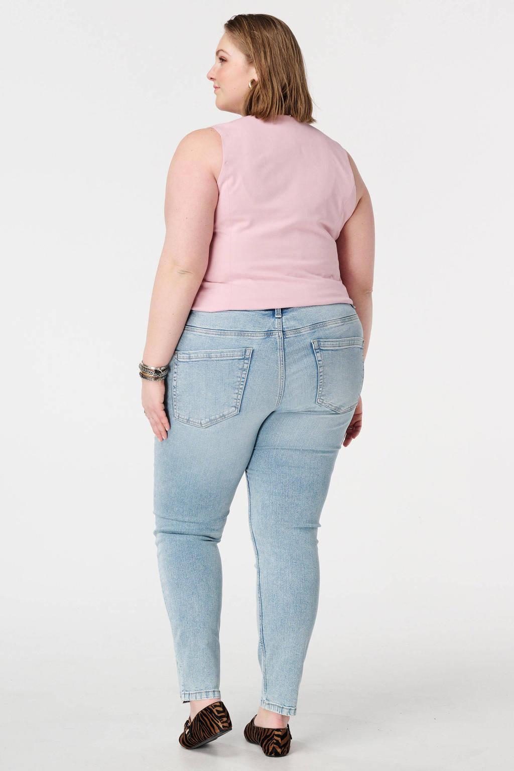 MS Mode skinny high waist broek light blue denim | wehkamp