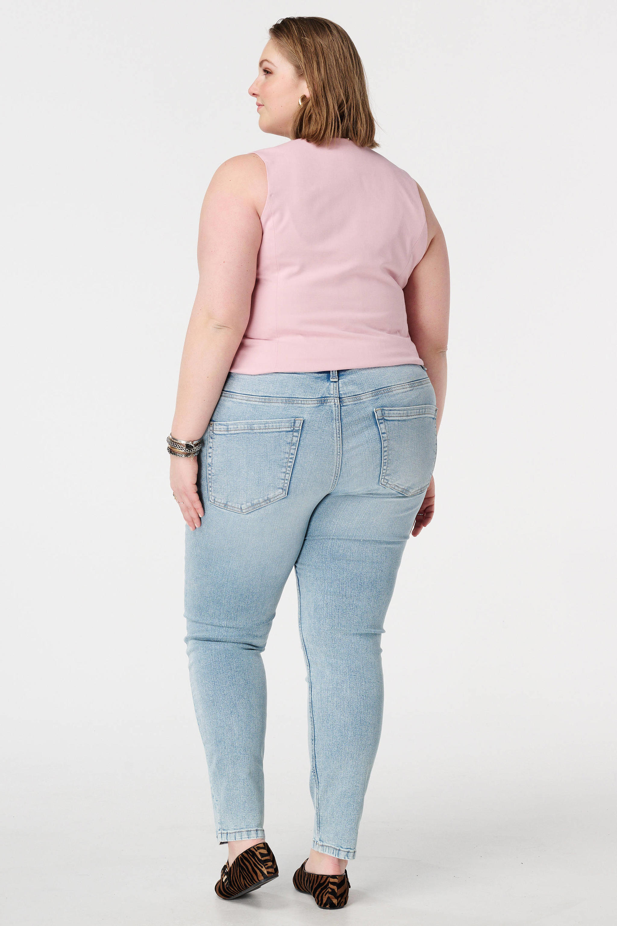 MS Mode skinny high waist broek light blue denim | wehkamp