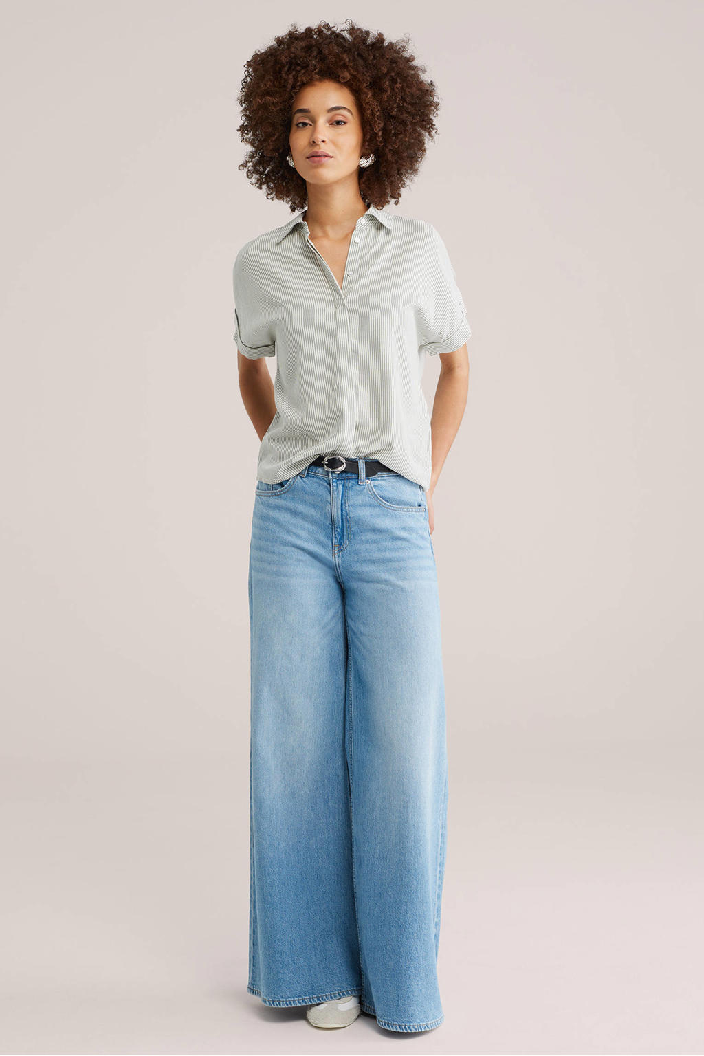 WE Fashion gestreepte blouse lichtgroen | wehkamp