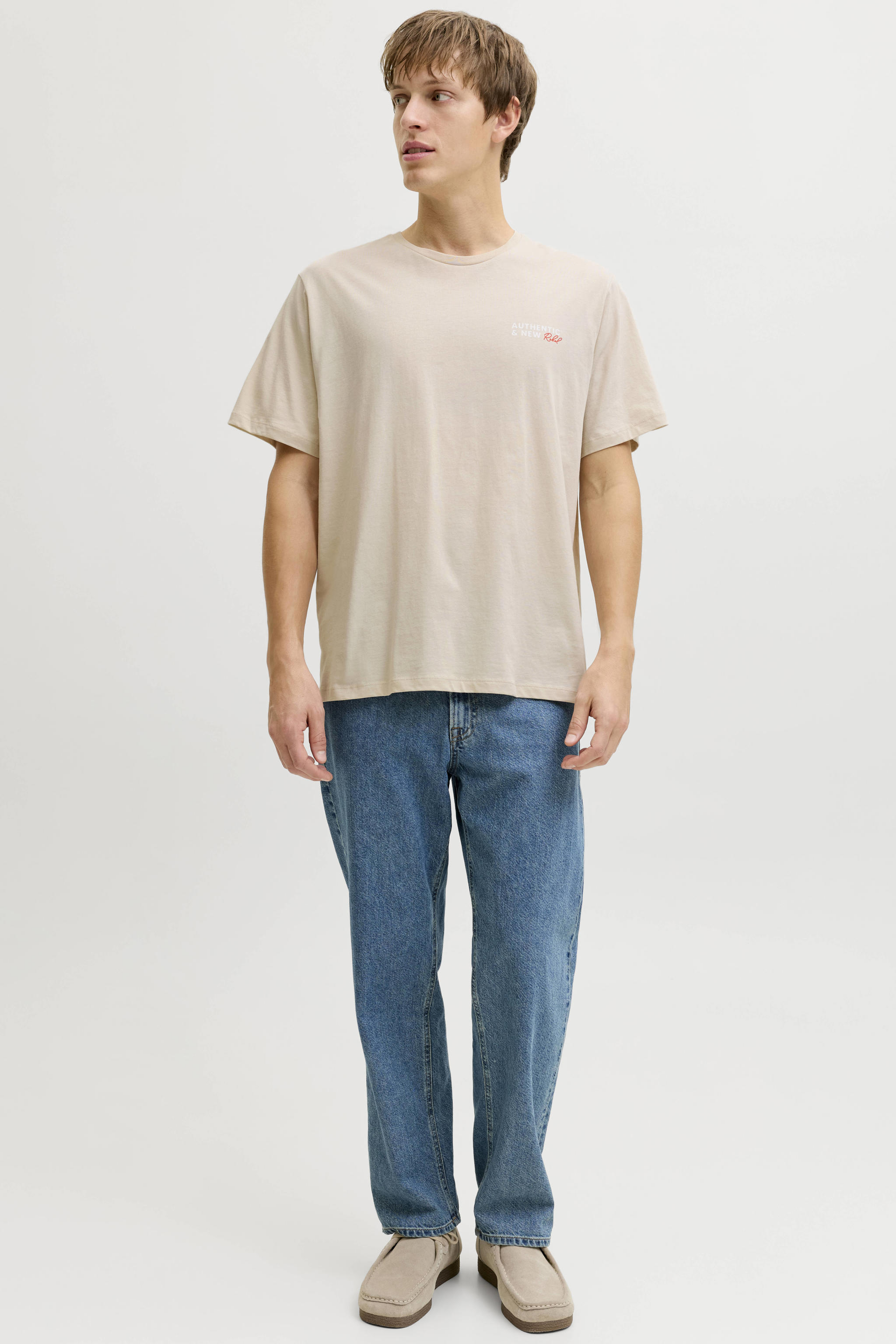 JJ REBEL relaxed T-shirt met backprint beige | wehkamp