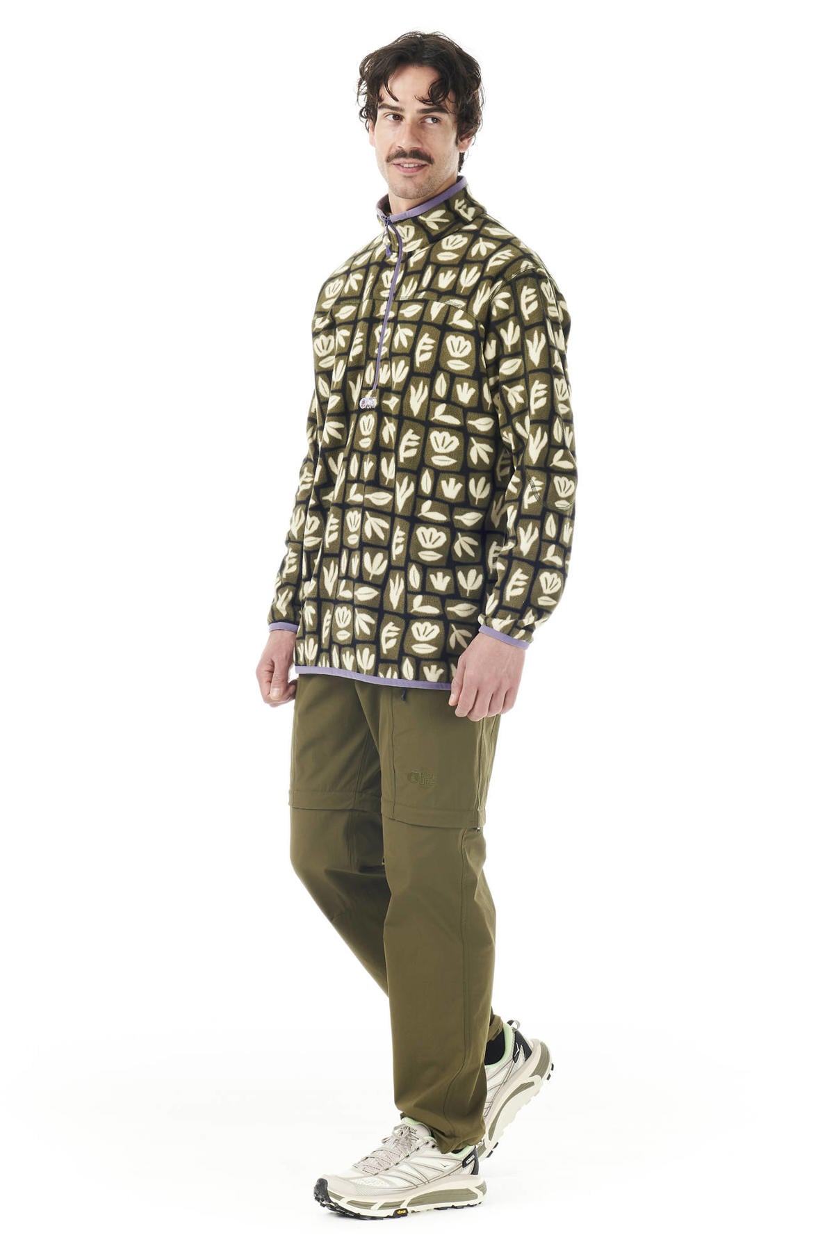 Picture fleece sweater Inaria olijfgroen/lichtgeel | wehkamp