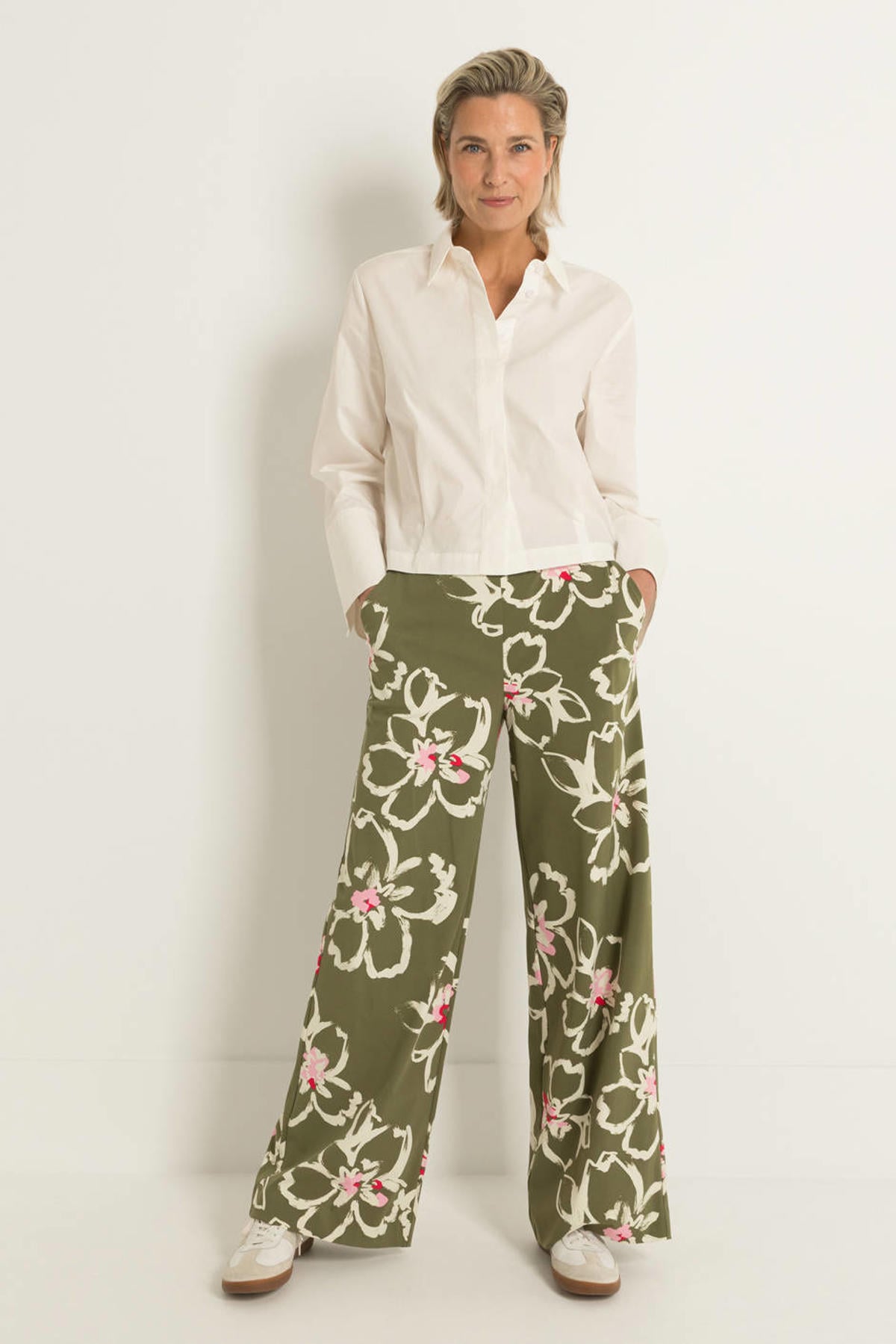 CLAUDIA BY CLAUDIA STRÄTER travelstof wide leg high waist gebloemde ...
