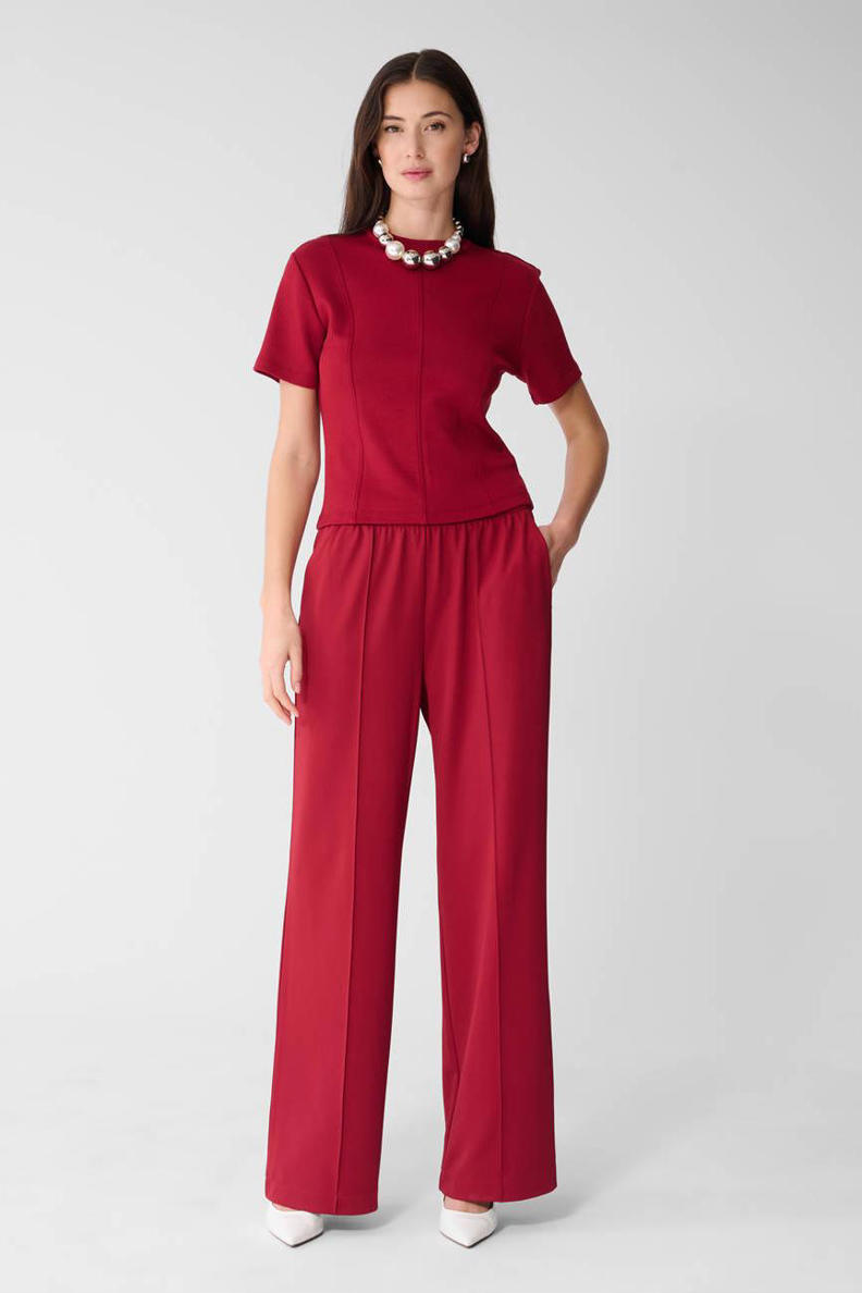 Shoeby regular high waist casual broek rood | wehkamp