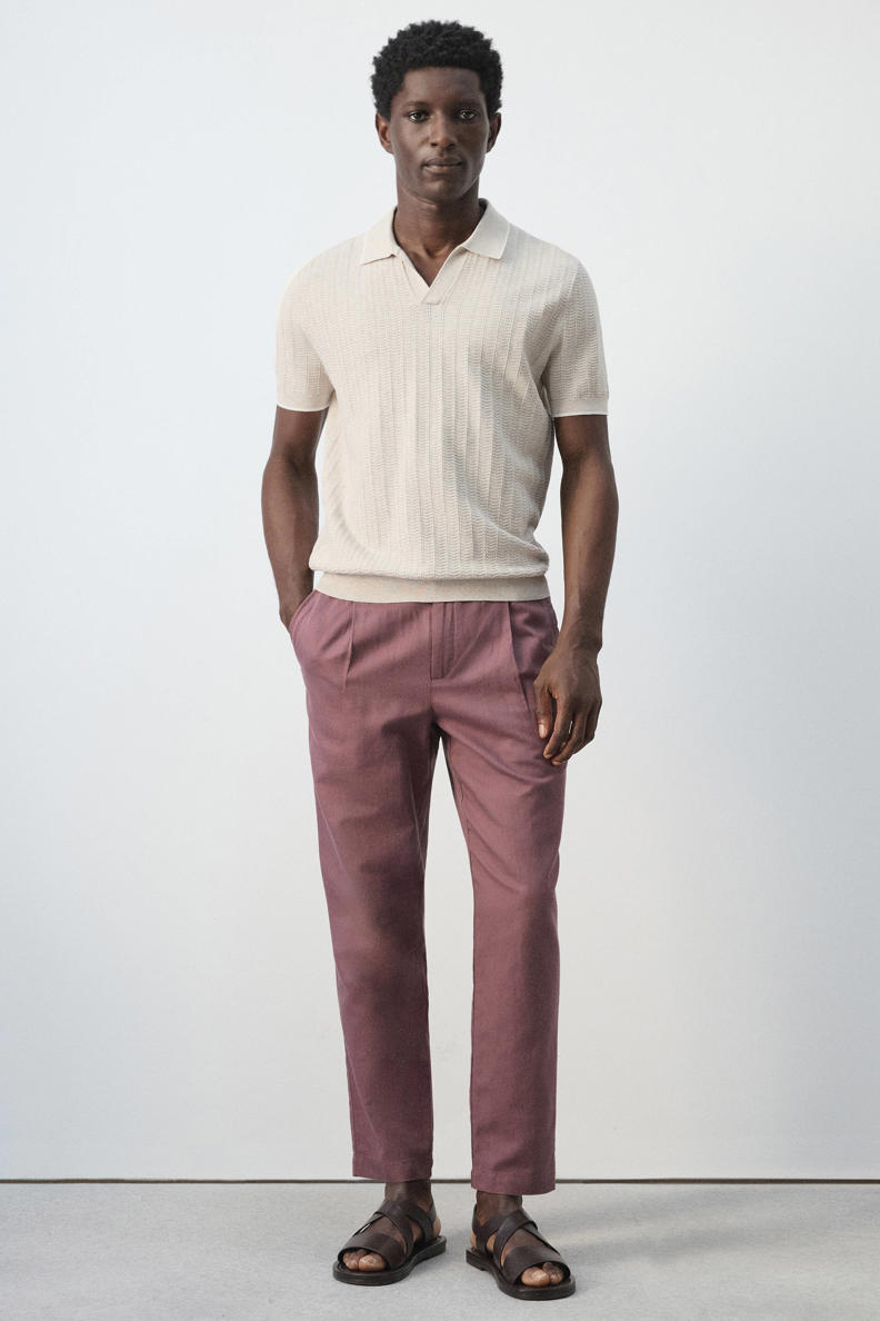 Mango Man boxy polo beige grof gebreid | wehkamp