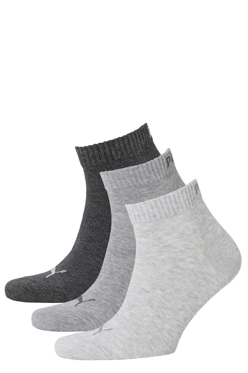 Puma sportsokken - set van 3 antraciet/grijs/lichtgrijs | wehkamp