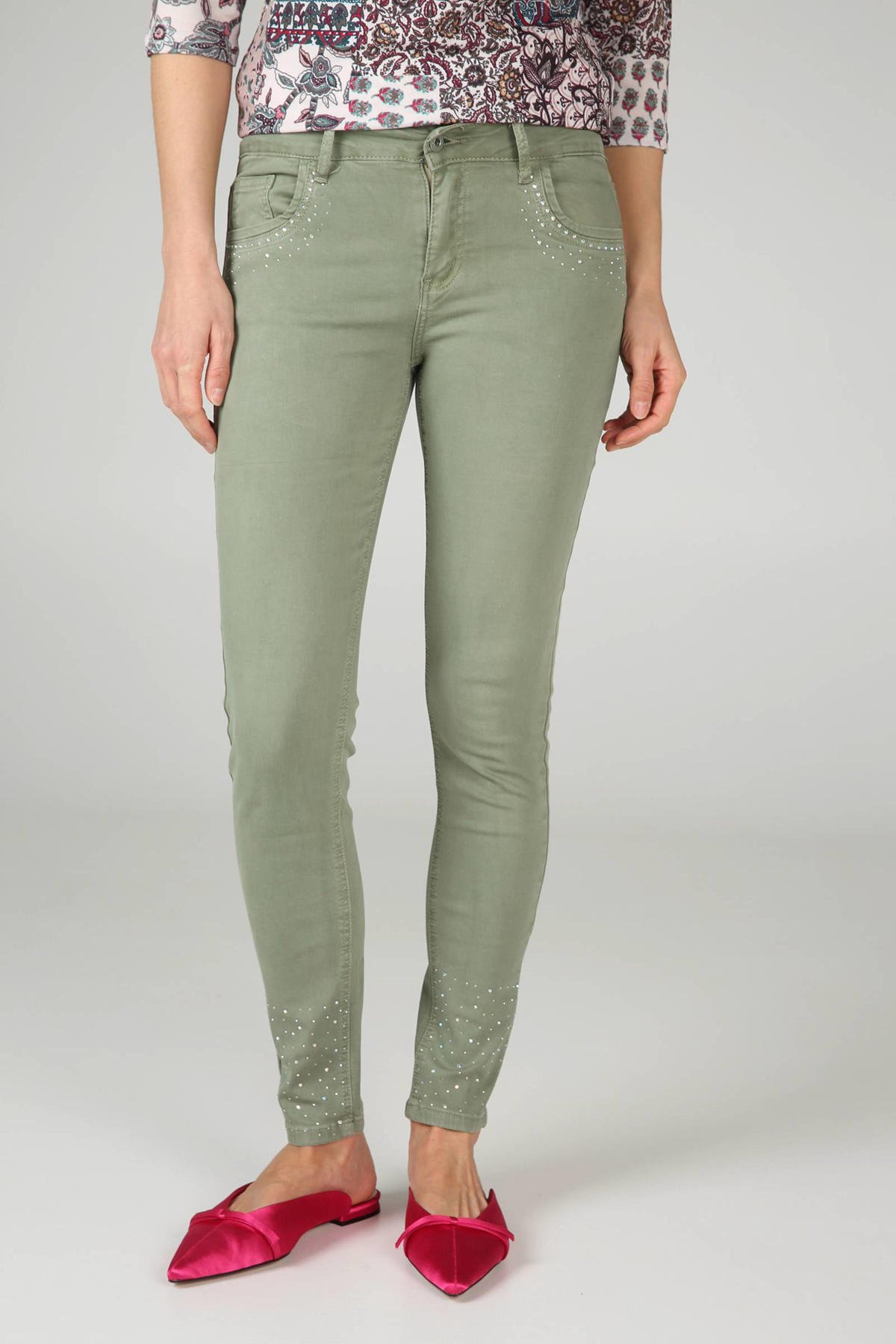 Cassis skinny jeans met strass steentjes | wehkamp