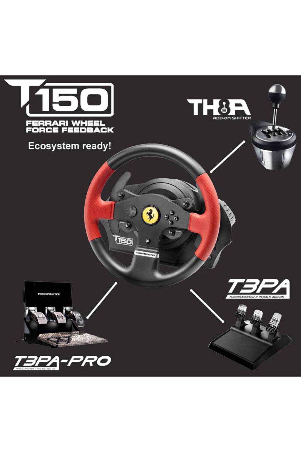Thrustmaster T150 Force feedback Ferrari racestuur (PS4/PS3/PC) | wehkamp