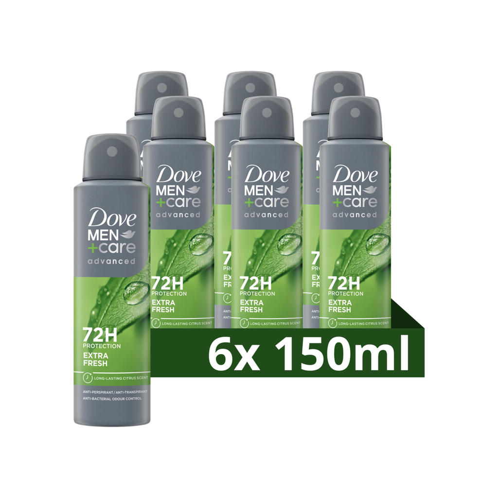 Dove Men+Care Advanced Extra Fresh anti-transpirant deodorant spray - 6 x 150 ml | wehkamp