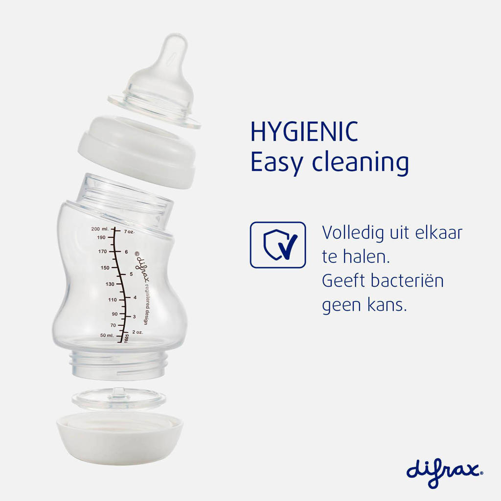 Difrax S-fles wide 200 ml wit | wehkamp