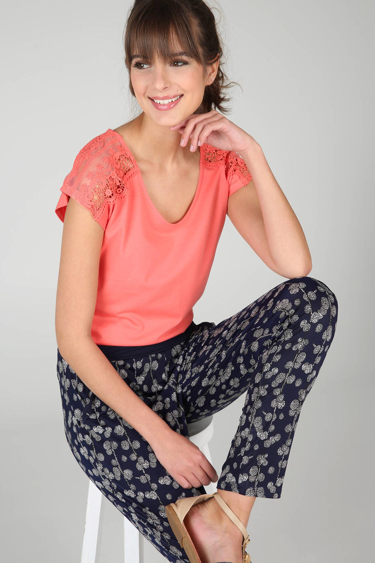 Cassis T-shirt met kant | wehkamp