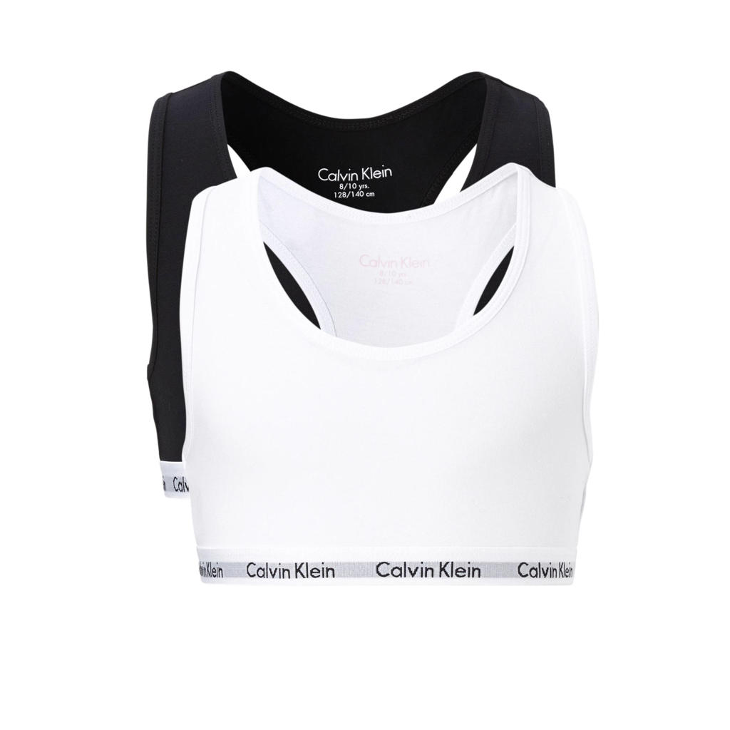 Calvin Klein bh top - set van 2 wit/zwart | wehkamp