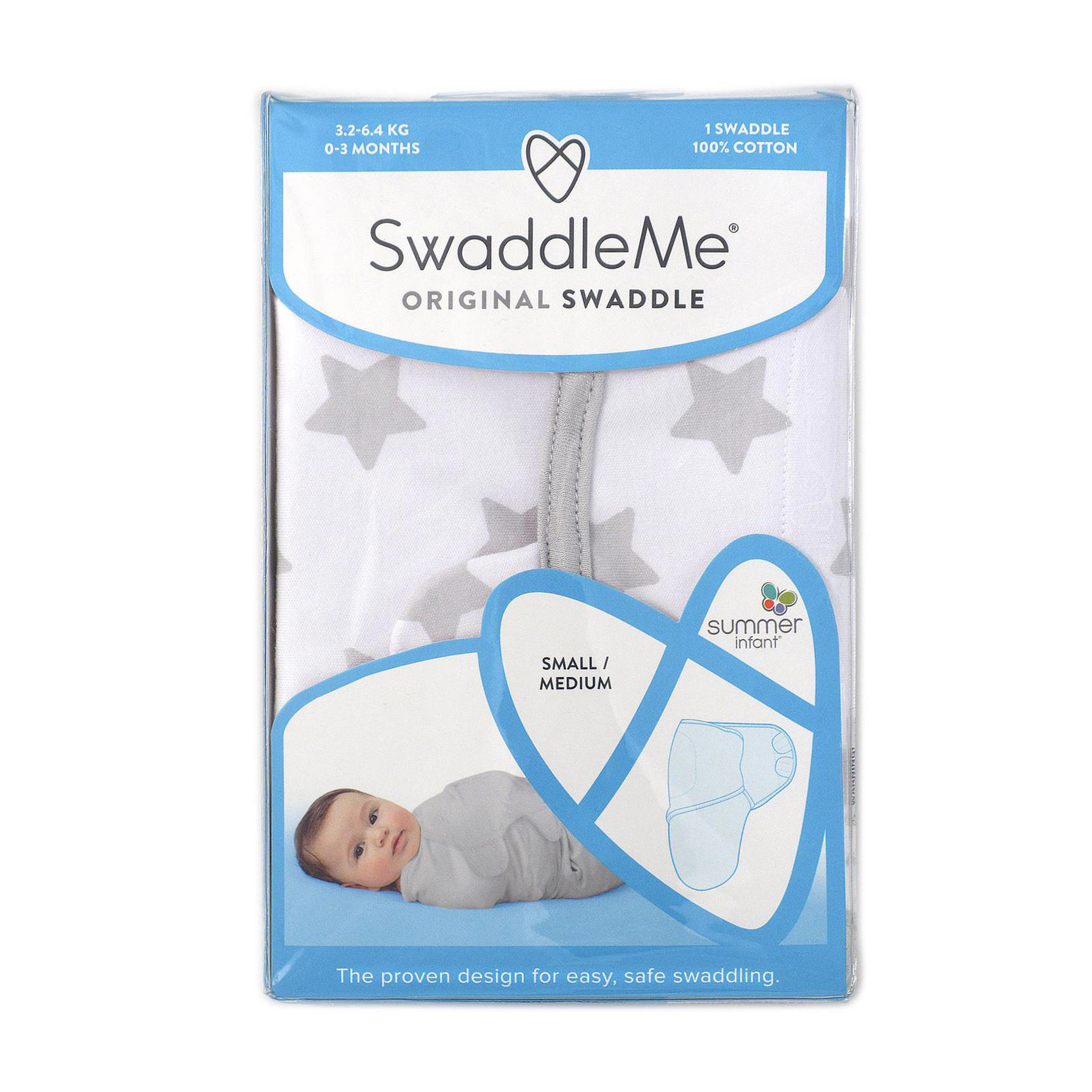 SwaddleMe inbakerdoek small grijs/wit | wehkamp