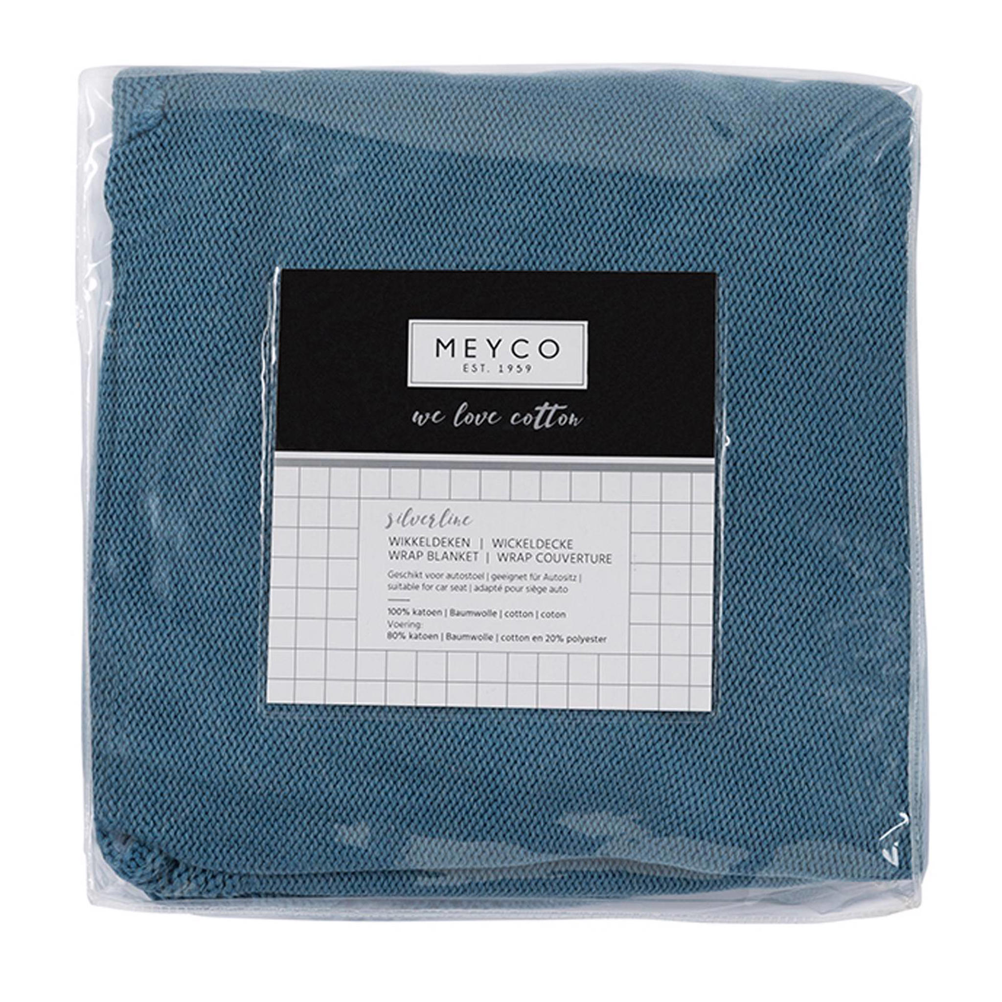 Meyco Silverline Stonewashed Cable wikkeldeken blauw | wehkamp
