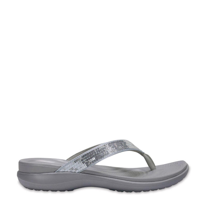 Crocs Capri Sequin teenslippers zilver | wehkamp