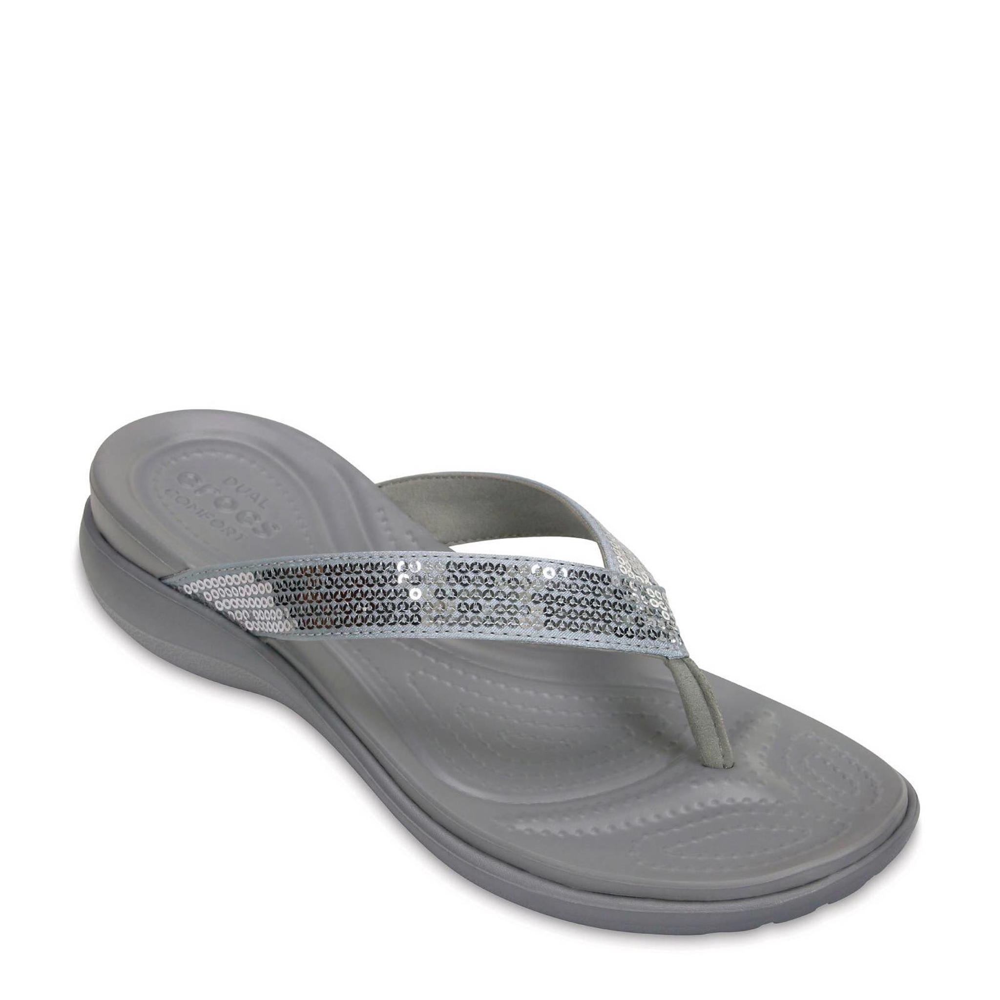 Crocs Capri Sequin teenslippers zilver | wehkamp