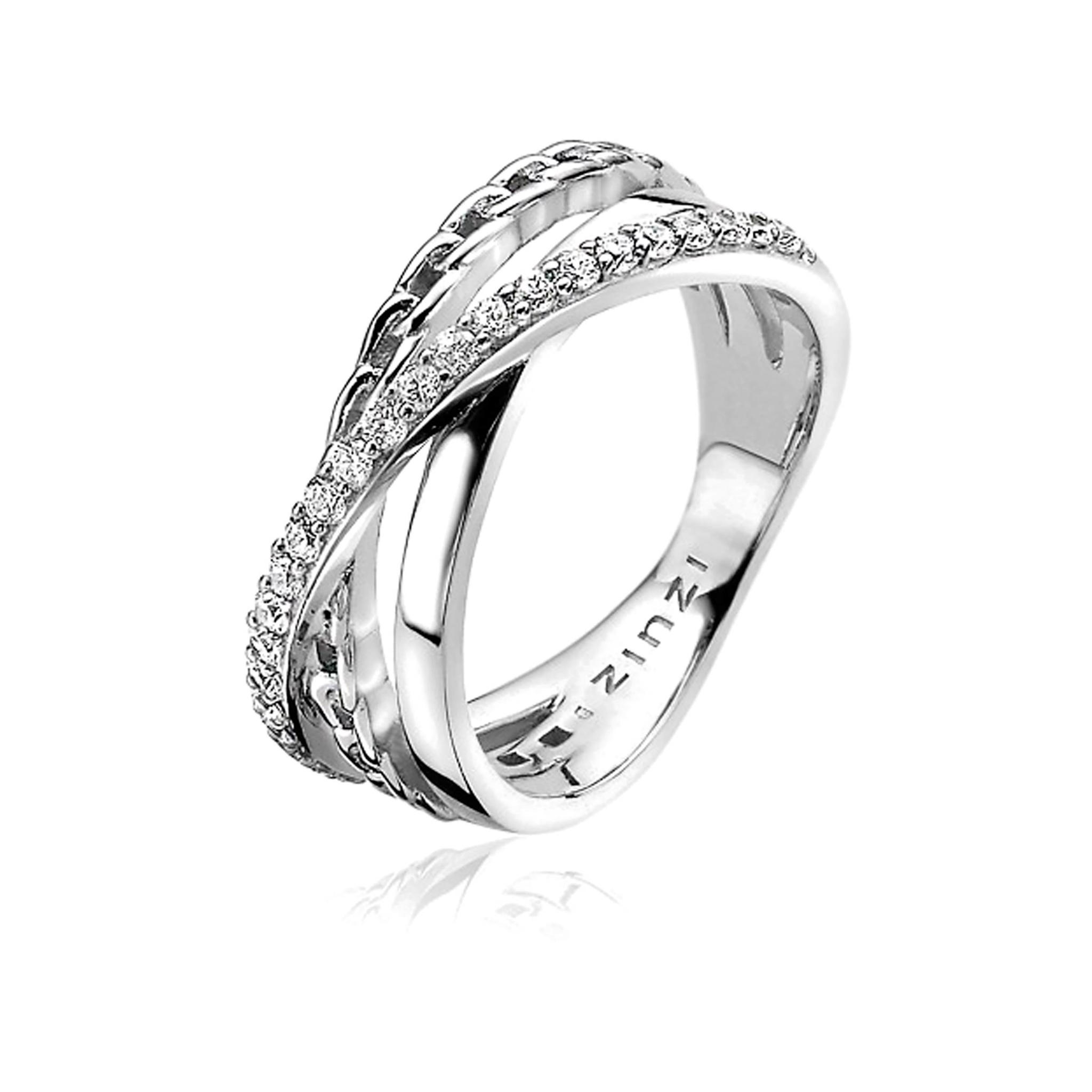 Zinzi zilveren cross-over ring | wehkamp