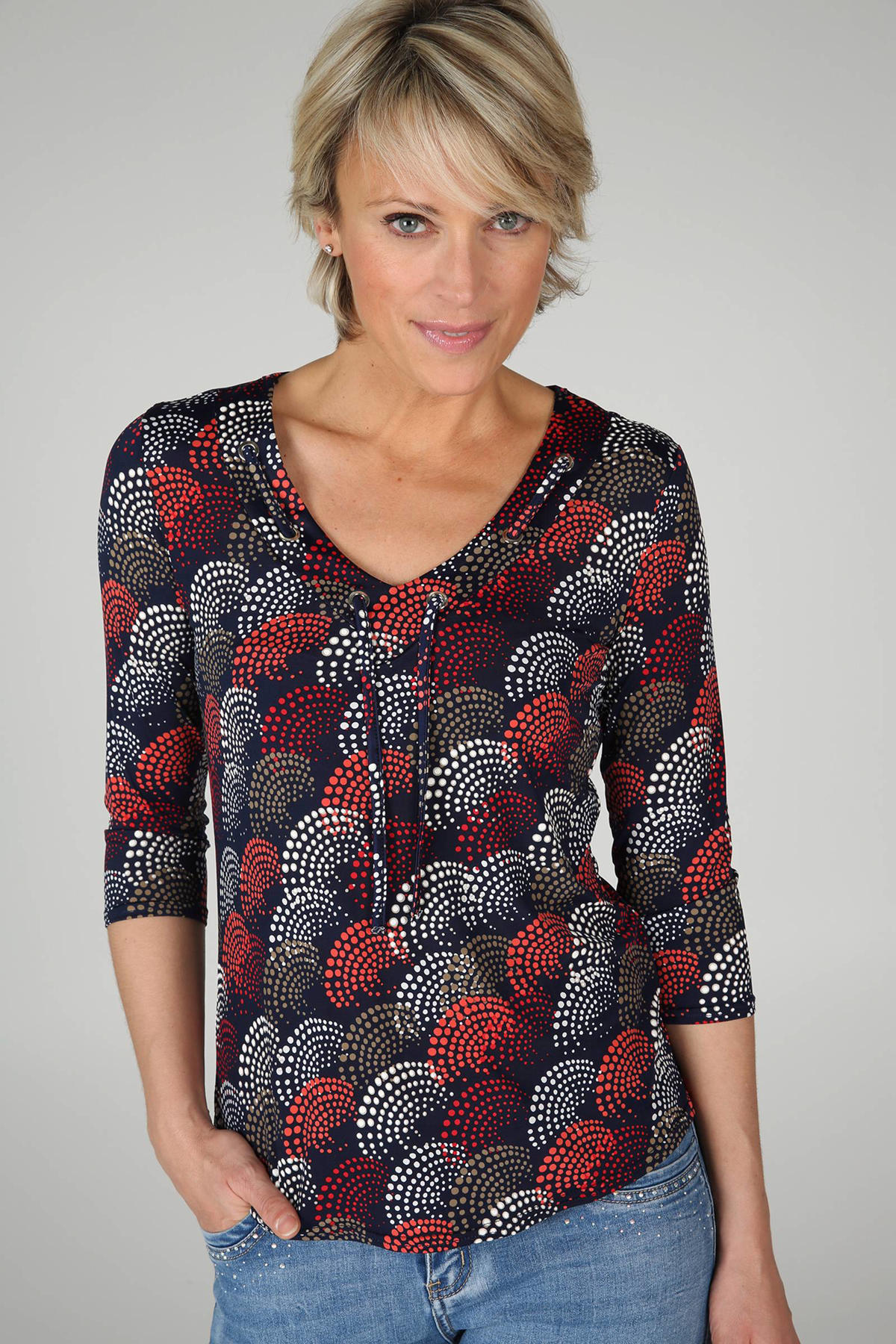 Cassis T-shirt met striksluiting | wehkamp